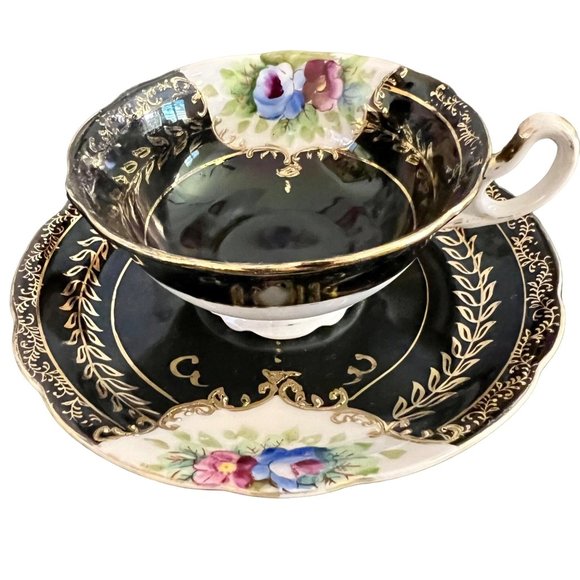Occupied Japan | Dining | Stunning Gold Gilt Black Floral Occupied ...